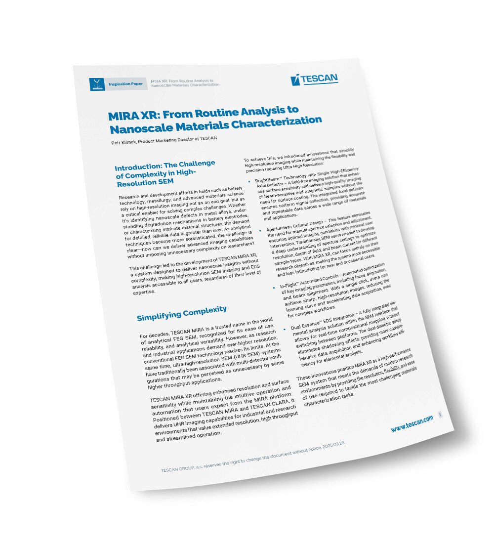 TESCAN MIRA XR | UHR SEM for Fast, Automated Materials Analysis