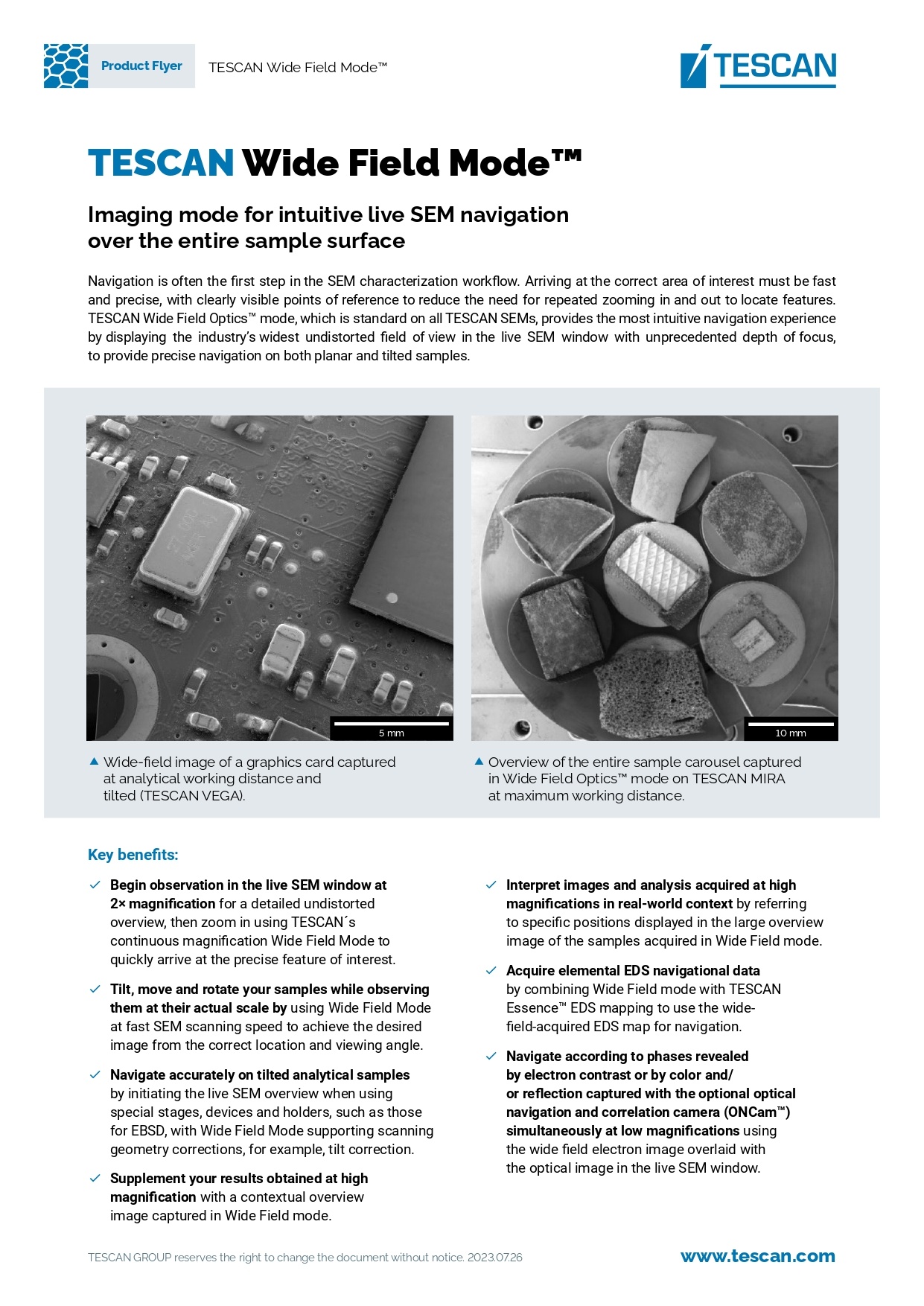 Download: TESCAN Wide Field Mode™ for Full-Sample SEM Navigation